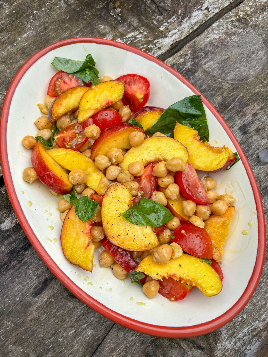 Bold Bean Co - Tomato, Peach + Chickpea Salad with Fresh Basil
